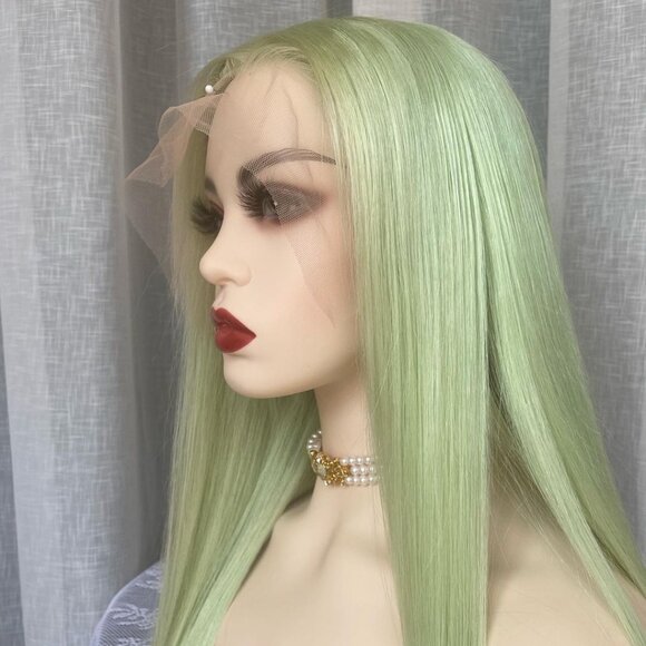 Hair | Green Lace Front Wig Virgin Human Hair Custom Color Wig | Poshmark